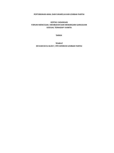 Kertas Kerja Program Wanita And Keluarga Pdf