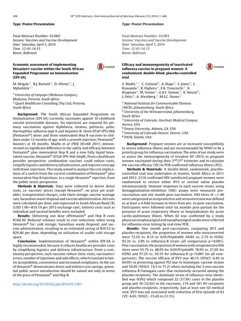 Pdf Economic Assessment Of Implementing Hexaxim® Vaccine Within The South African Expanded