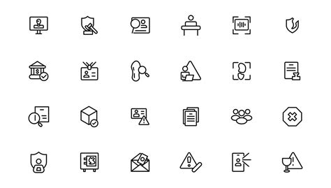 Security Line Icons Set Cyber Lock Unlock Password Guard Shield Home Security System Icons