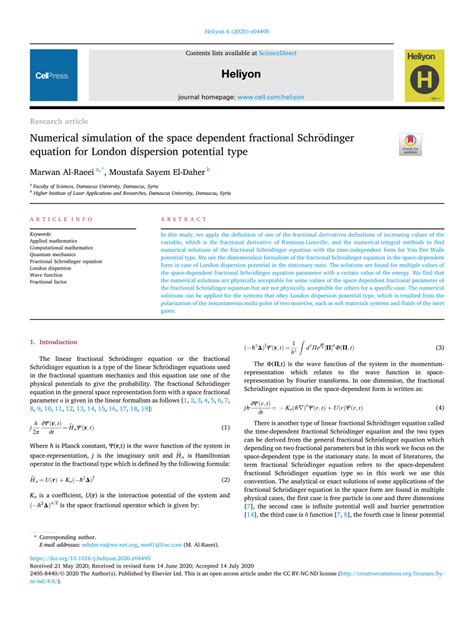 Pdf Numerical Simulation Of The Space Dependent Fractional Schrödinger Equation For London
