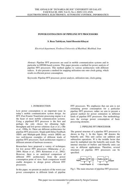 Pdf Power Estimation Of Pipeline Fft Processors