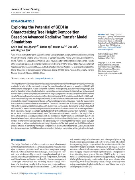 Pdf Exploring The Potential Of Gedi In Characterizing Tree Height Composition Based On