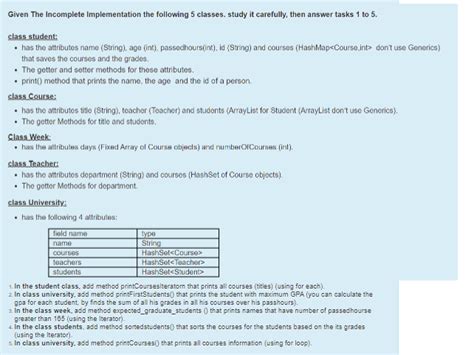 solved given the incomplete implementation the following 5