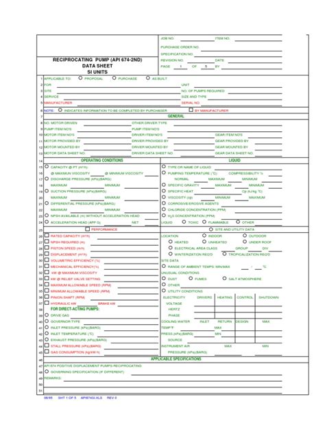 Api 674 Pump Data Sheet Pdf Pump Valve