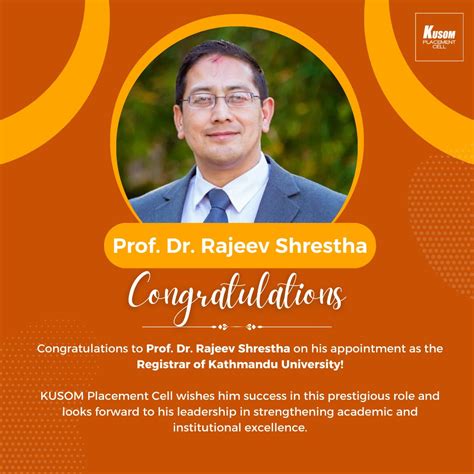 Congratulations Profdr Rajeev Shrestha On Your Appointment As The