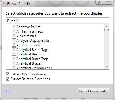 General Features Tools Extract Coordinate
