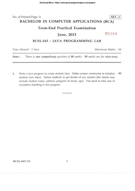 bcsl 043 previous year question papers by ignouassignmentguru no of