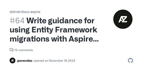 Write Guidance For Using Entity Framework Migrations With Aspire Solutions · Issue 64 · Dotnet