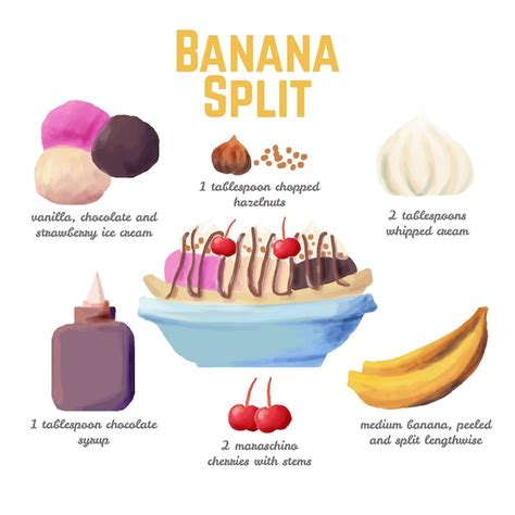 Banan Split Vektor Banana Split Cartoon Character Style With A Crazy