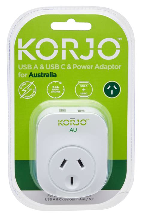 Usb A C Power Adaptor For Australia Korjo