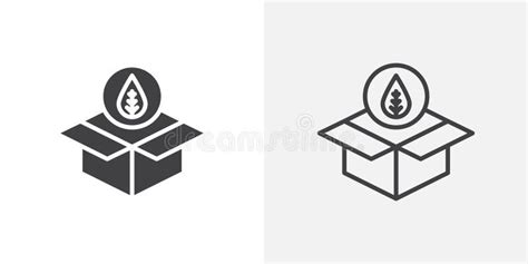 Eco Packagingline In Thin Line Black Color Flat Simple Vector Symbols Illustration Stock