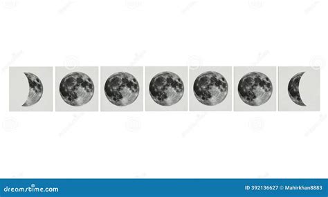 A Sequence Of Moon Phases Is Depicted From Crescent To Full Moon