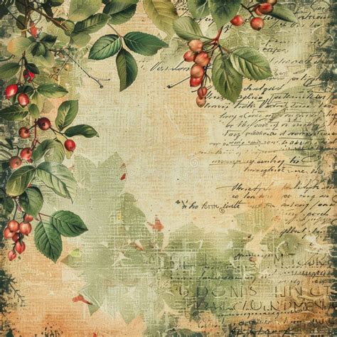 Floral Background With Rose Hip Leaves And Berries Forest Botanical