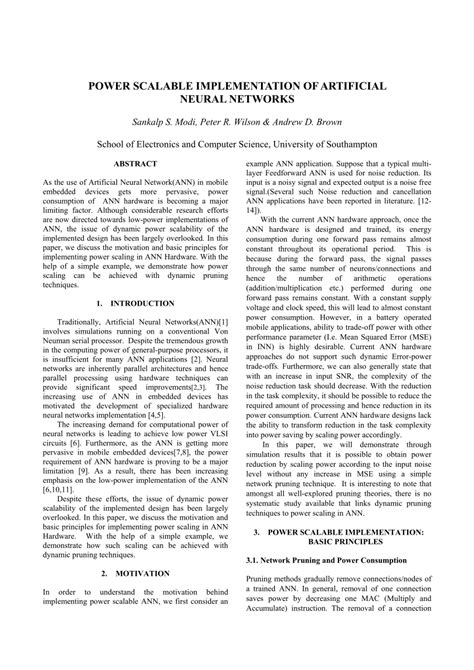 Pdf Power Scalable Implementation Of Artificial Neural Networks