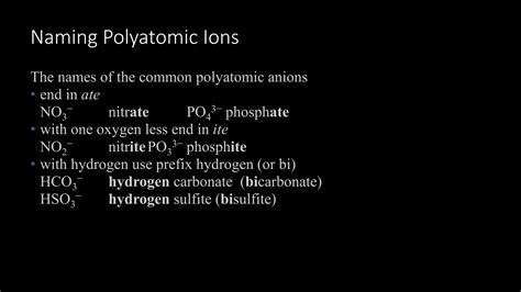 Ionic Compound With Polyatomic Ionspptx Chemistry Science