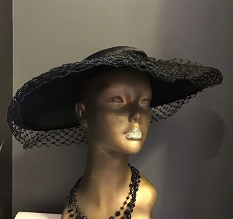 Vintage 50s Open Top Wide Brim Satin Hat Shop Thrilling