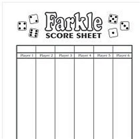 Printable Farkle Scoring