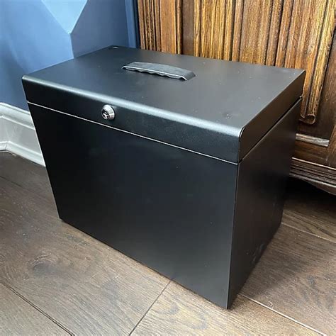 Metal Lockable File Box With 5 Suspension Files Store And Organise Paperwork And Important