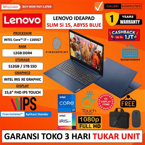 Jual Laptop Gaming Lenovo Ideapad Slim I Intel Core I G Gb Tb Iris Xe Fhd