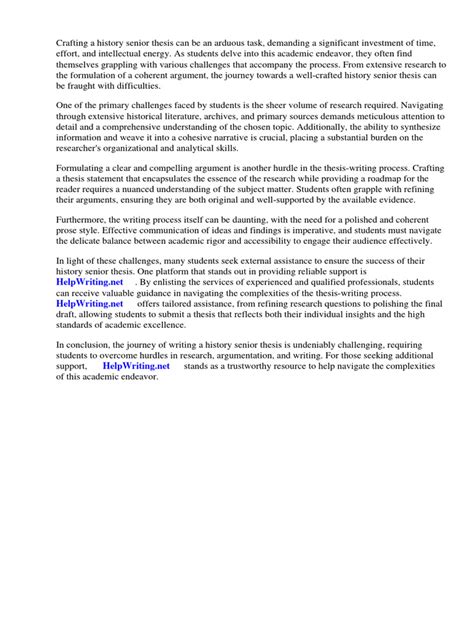 How To Write A History Senior Thesis Download Free Pdf Essays Thesis
