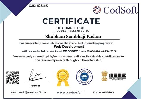 shubham kadam on linkedin webdevelopment internship codsoft learning growth developerjourney…