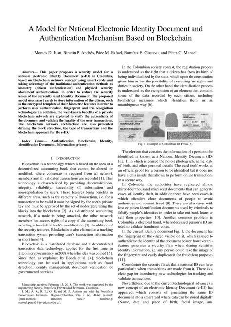 PDF A Model For National Electronic Identity Document And Authentication Mechanism Based On