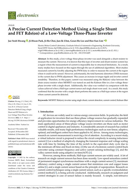 Pdf A Precise Current Detection Method Using A Single Shunt And Fet Rdson Of A Low Voltage