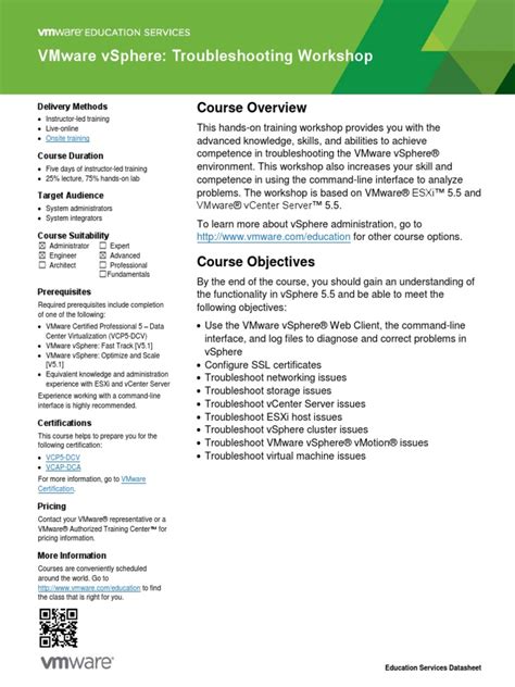 vmware vsphere troubleshooting workshop v55 pdf system