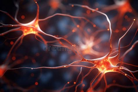 single neuron synapses scheme board generate ai stock illustration