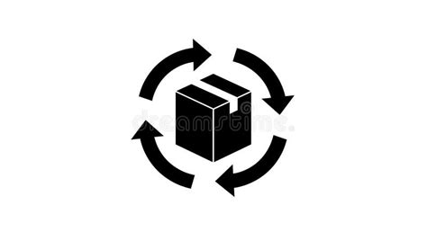 A Black Silhouette Of A Box Is Surrounded By Four Curved Arrows Forming