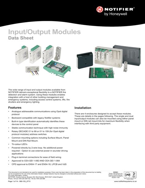 Inputoutput Modules Notifier Fire Systems