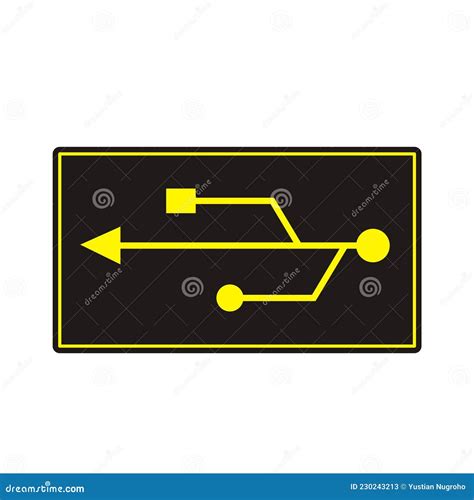 Illustration Yellow Usb Sign Inside Black Color Square Stock Vector Illustration Of Suitable