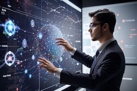 Premium Photo A Businessman Harnessing Ai Big Data Digital Neural