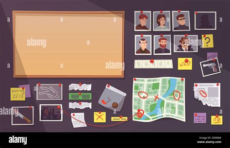Investigation Wall Detective Board Elements For Clues Search Investigator Game Detection