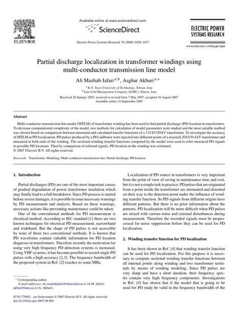 Pdf Partial Discharge Localization In Transformer Windings Using