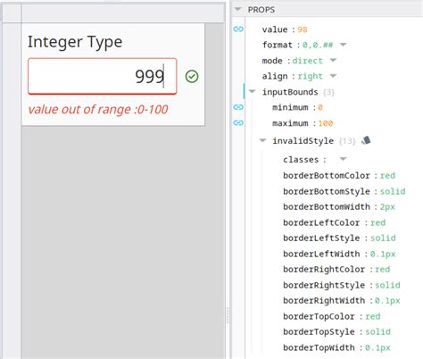 numeric entry field invalidstyle expand style to other components