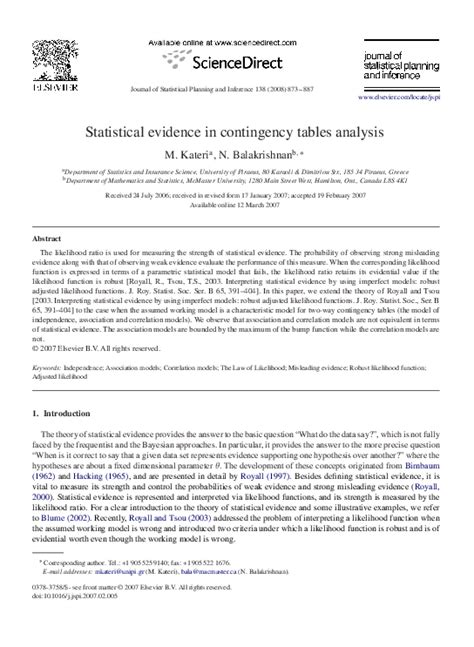 Pdf Statistical Evidence In Contingency Tables Analysis