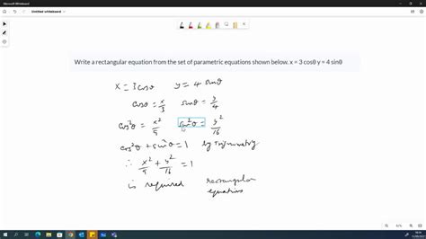 Solved Write A Rectangular Equation From The Set Of Parametric Equations Shown Below X 3
