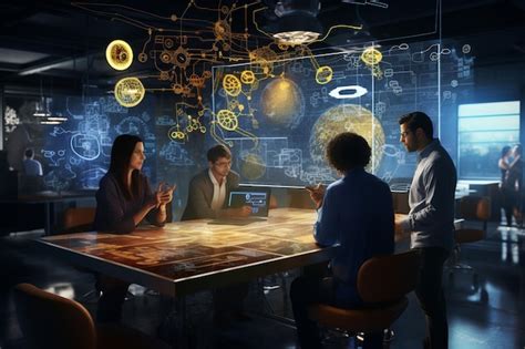 Premium Photo Team Of Professionals Brainstorming In A Generative Ai