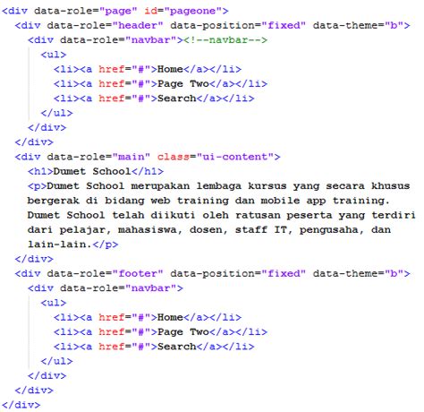 Cara Membuat Navbar Di JQuery Mobile