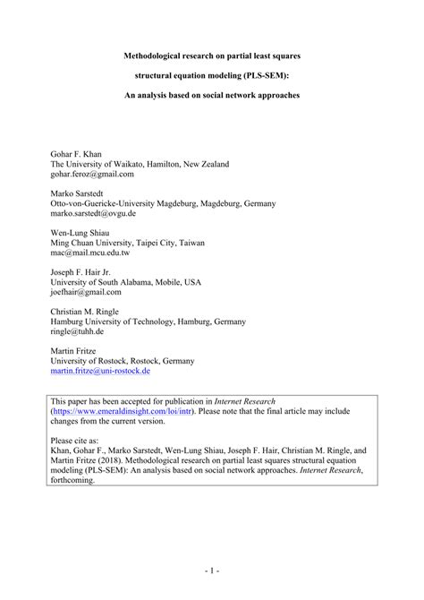 Pdf Methodological Research On Partial Least Squares Structural