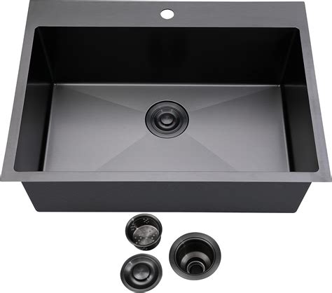 Zeesink Black Stainless Steel Kitchen Sink33x22 Drop In Kitchen Sink