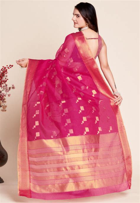 Buy Woven Cotton Silk Saree In Pink Online Sch484 Utsav Fashion