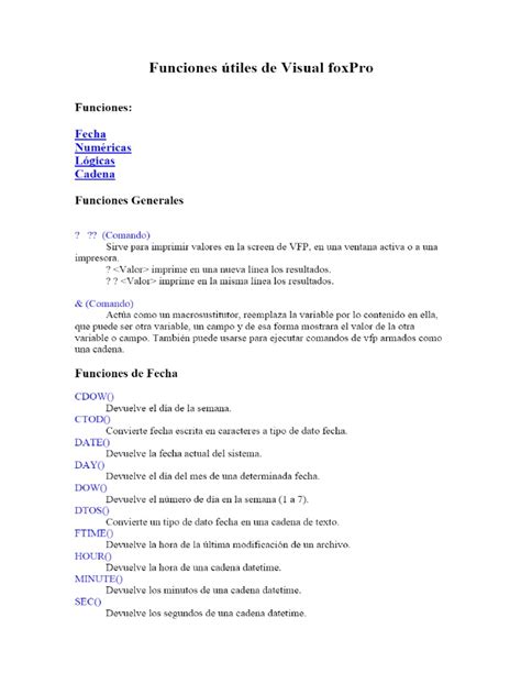 funciones Útiles de visual foxpro pdf descargar libre pdf