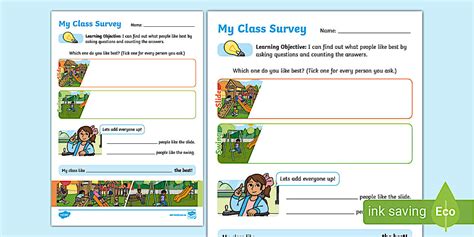 My Class Survey Slide Or Swings Worksheet Teacher Made