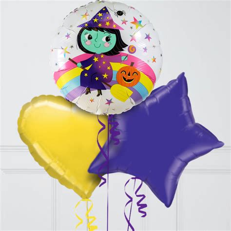 Cute Green Witch Halloween Foil Balloon Bunch Balloonfactory Ie