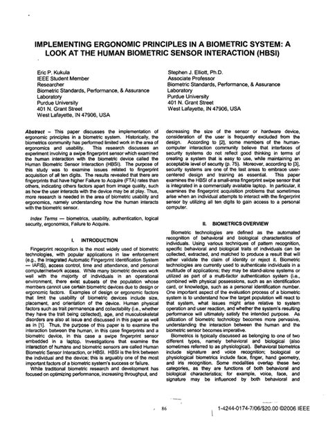 Pdf Implementing Ergonomic Principles In A Biometric System A Look At The Human Biometric
