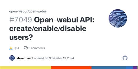 Open Webui API Create Enable Disable Users Open Webui Open Webui Discussion GitHub