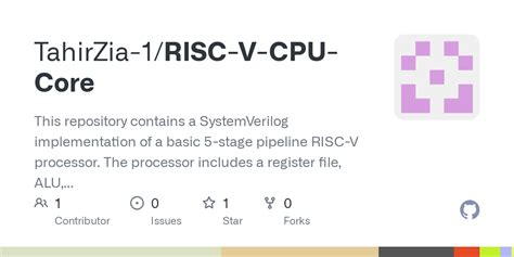 Github Tahirzia 1risc V Cpu Core This Repository Contains A