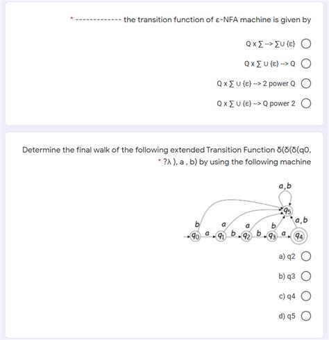 Solved The Transition Function Of E Nfa Machine Is Given By